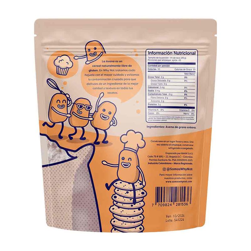 Harina de avena libre de gluten Why Not x1000g (1 pack)