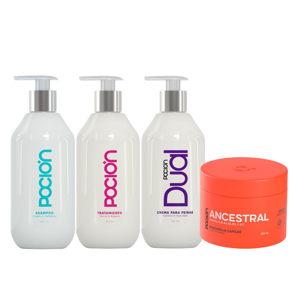 La Pocion Shampoo, La Pocion Tratamiento, La Pocion Crema para peinar,