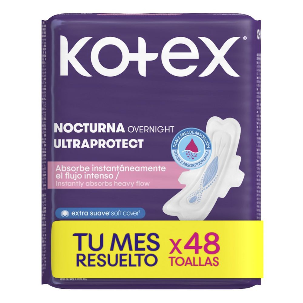 Kotex Toallas higiénicas Nocturna ultraprotect (48 und)