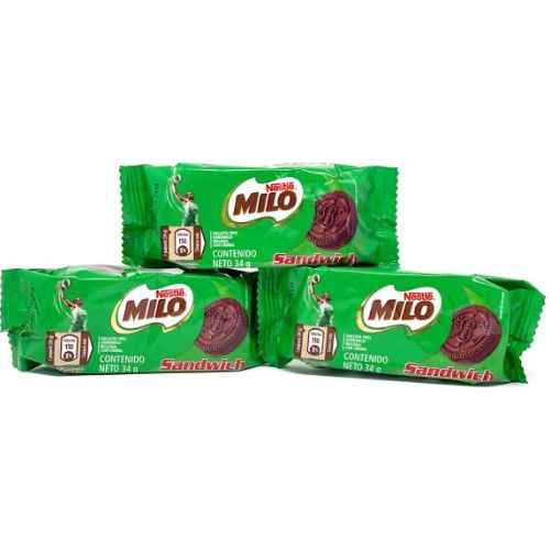 Galleta Milo is a colombian Cookie snack with a chocolate cream fillin ...